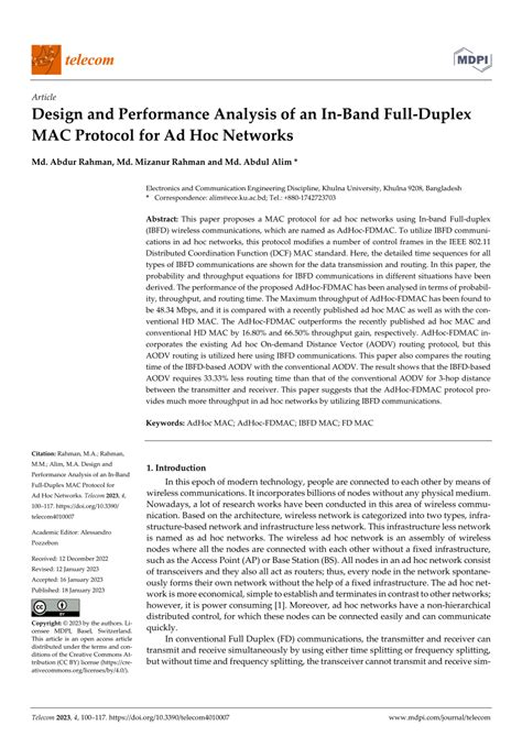 Pdf Design And Performance Analysis Of An In Band Full Duplex Mac