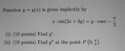 solved function y y x is given implicitly by