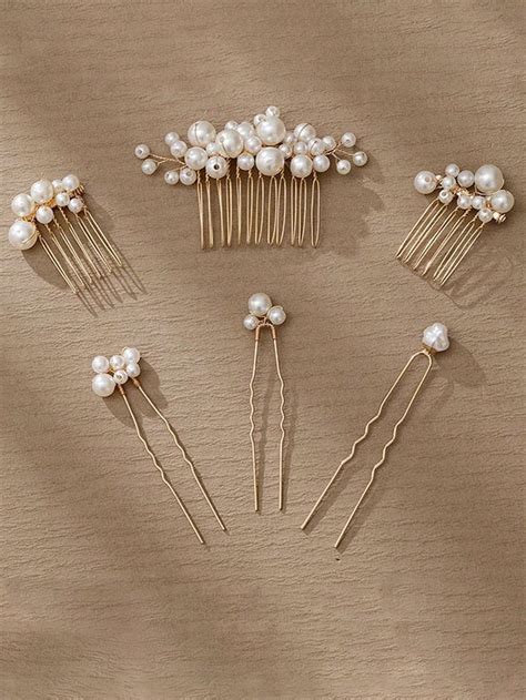 6pcs New Arrival Handmade Pearl Hair Accessories Set For Brides
