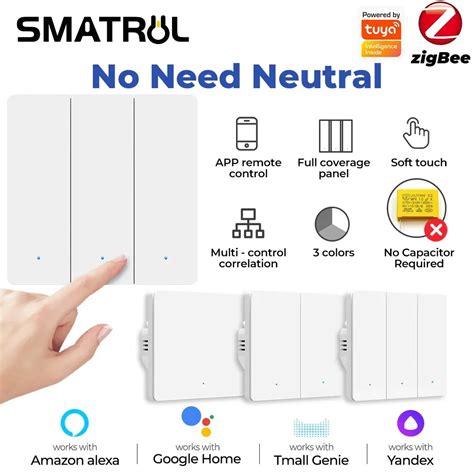 Tuya Zigbee Eu Smart Light Switch No Neutral Wire No Capacitor Needed Smart Life App Support