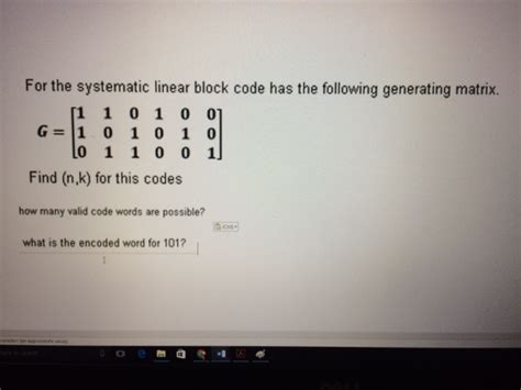 For The Systematic Linear Block Code Has The