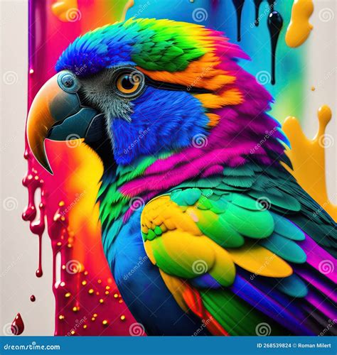 Beautiful Parrot Portrait In Abstract Splash Style Stock Illustration Illustration Of Colour