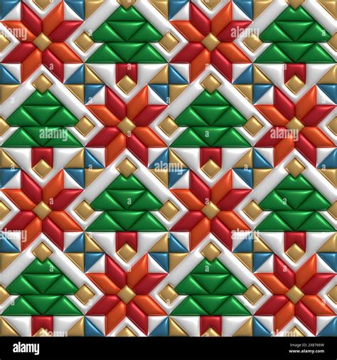 Christmas Geometric 3d Inflated Bubble Pattern Puffy Seamless Tileable Pattern Endless Texture