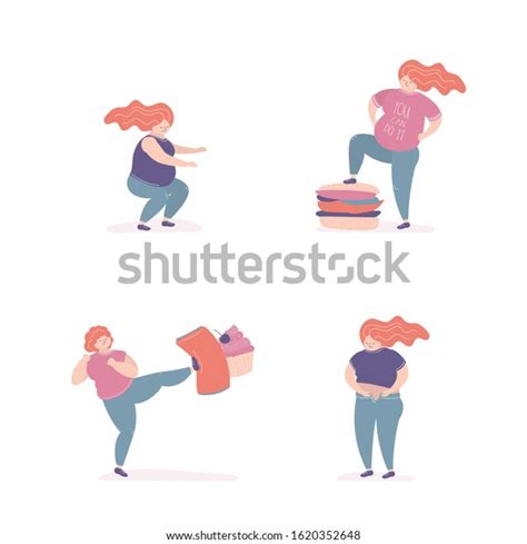 Funny Fat Women Various Poses Overweight Stock Vector Royalty Free 1620352648 Shutterstock