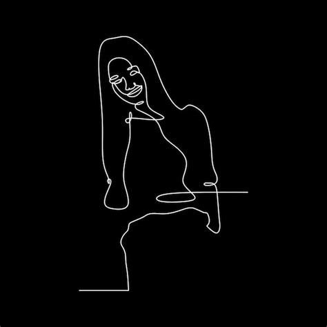 векторная непрерывная линия сексуальная красивая девушка иллюстрация Премиум векторы