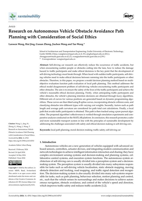 Pdf Research On Autonomous Vehicle Obstacle Avoidance Path Planning With Consideration Of
