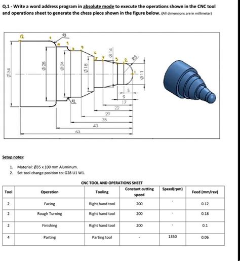 Q1 Write A Word Address Program In Absolute Mode To Execute The Operations Shown In The Cnc