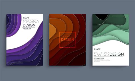 스톡 벡터는 브로셔 포스터 표지에 적용할 수 있는 그래픽 기하학적 요소로 설정된 템플릿을 다룹니다 2차 도형에 대한 스톡 벡터 아트 및 기타 이미지 Istock