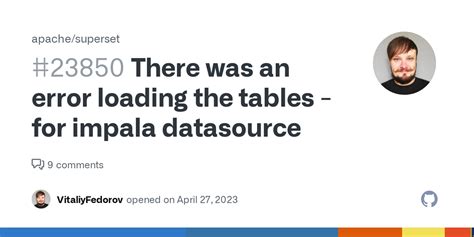 There Was An Error Loading The Tables For Impala Datasource · Issue