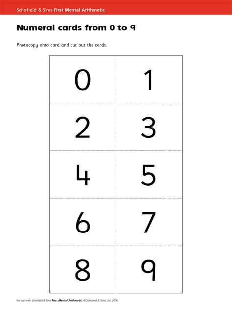First Mental Arithmetic Maths Facts Number Cards From 0 To 9 Pdf