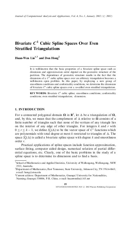 Pdf Bivariate C1 Cubic Spline Spaces Over Even Stratified Triangulations