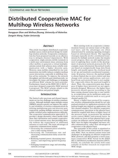 Pdf Distributed Cooperative Mac For Multihop Wireless Networks