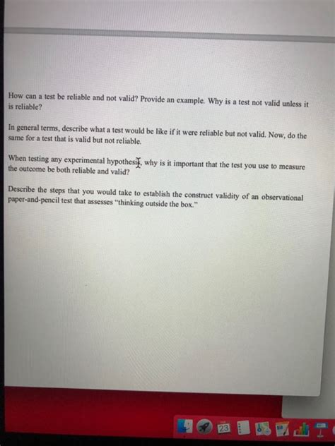 Solved How Can A Test Be Reliable And Not Valid Provide An
