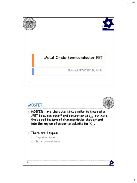 3 Mosfet Pdf Mosfet Field Effect Transistor