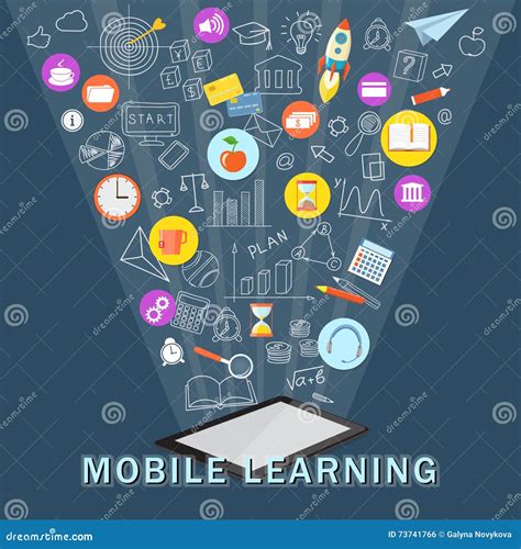 Mobile Learning With Tablet Stock Vector Illustration Of Mobile Distance 73741766