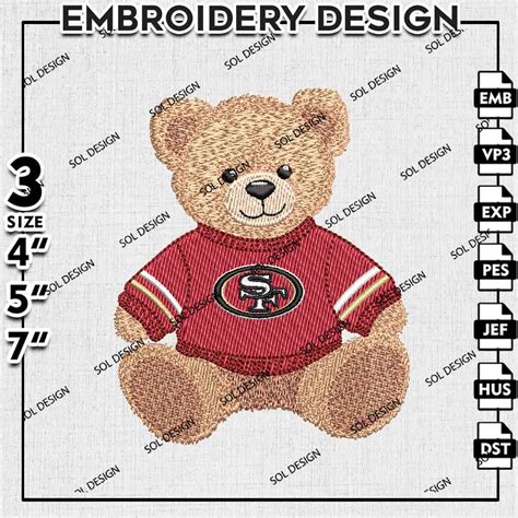 San Francisco 49ers Team Teddy Bear Logo Embroidery Designs Nfl San