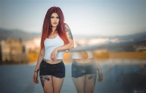 Download Wallpaper Look Girl Landscape Sexy Reflection Background