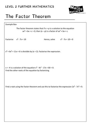L2fm Factor Theorem Teaching Resources
