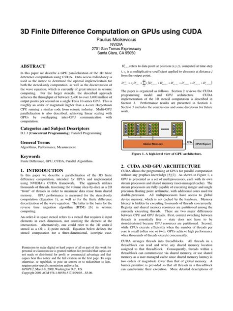 Micikevicius P 3d Finite Difference Computation On Gpus Using Cuda