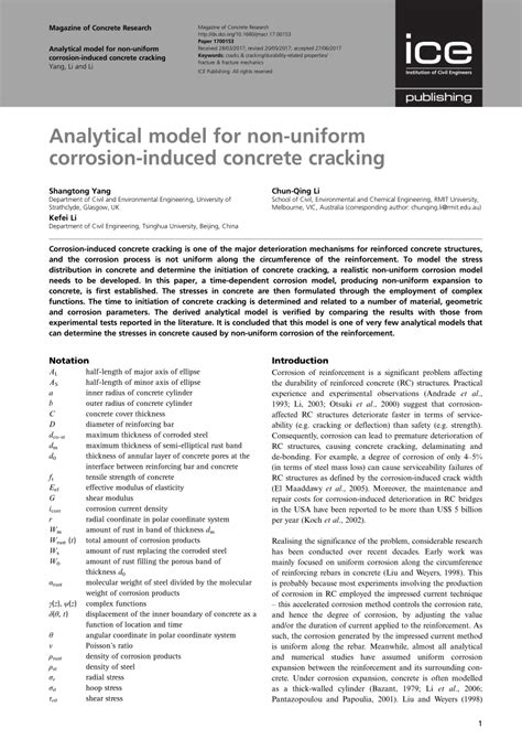 Pdf Analytical Model For Non Uniform Corrosion Induced Concrete Cracking