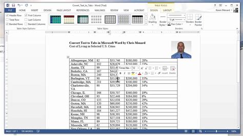 Covert Text To Tables In Microsoft Word By Chris Menard Youtube