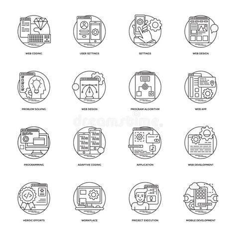 Web Development Vector Line 4 Stock Illustration Illustration Of