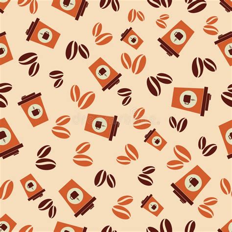 Coffee Cup Seamless Pattern Coffee Background With Coffee Beans And Cup Stock Vector