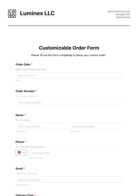 Free Sales Order Form Template To Edit Online