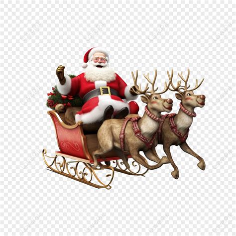 순록이 고립된 3d 렌더링과 함께 썰매를 탄 산타클로스선물겨울 Png 일러스트 무료 다운로드 Lovepik