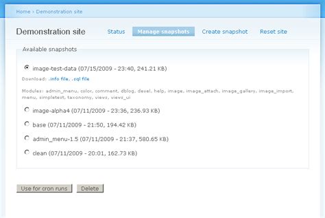 Demonstration Site Sandbox Snapshot Drupal Org