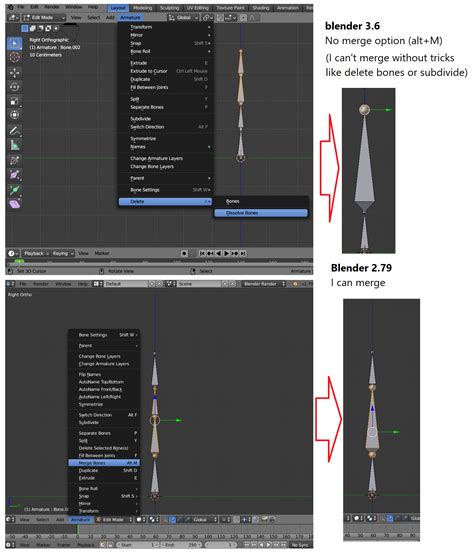 merge bones alt m missing in blender 3 6 basics and interface