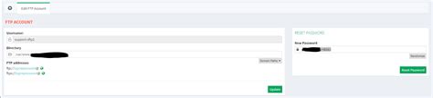 ftp user account not working after password update tinycp