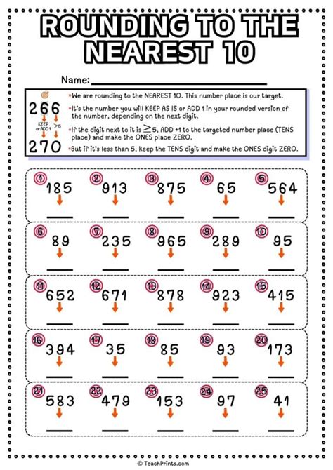 Free Rounding To The Nearest 10 Worksheets Teach Prints