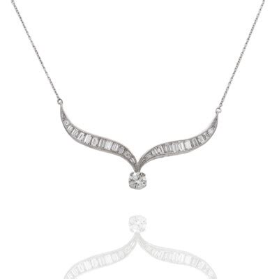 335ctw Diamond Wave Necklace In 14k White Gold Ebay
