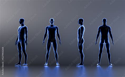 Technological Human Hologram Of A Male Mannequin Standing Standing In
