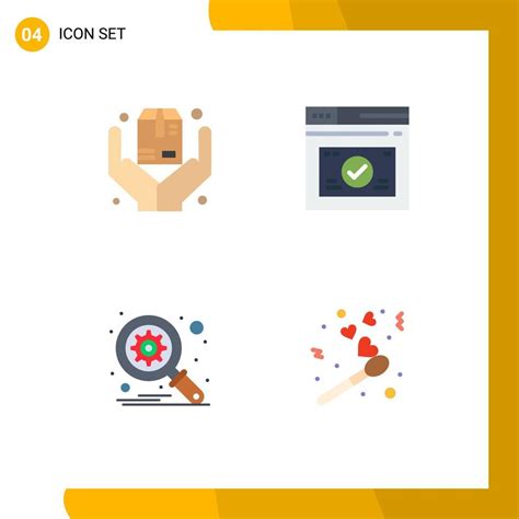 4 Thematic Vector Flat Icons And Editable Symbols Of Hands Optimization