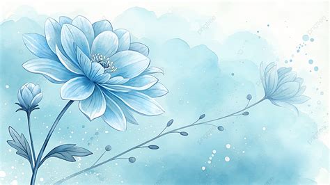 Blue Watercolor Flower Background Blue Watercolor Flowers Background