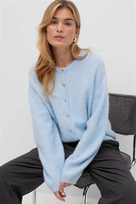 Knitted Cardigan Blå Dame Gina Tricot