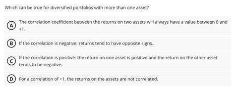 Solved Which Can Be True For Diversified Portfolios With