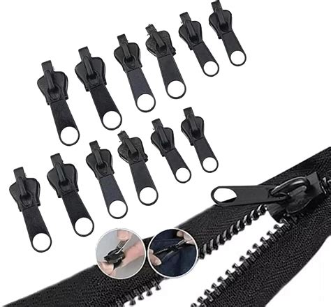 Replacement Zipper Pull 12pcs Black Universal Instant Fix Zipper Repair Kit