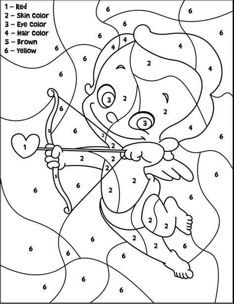 Valentine Color By Number Coloring Page