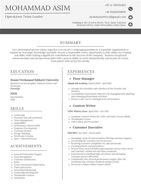 Mohammad Asim Resume Pdf Leadership Mentorship