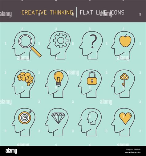 Flat Line Creative Thinking Stock Vector Image And Art Alamy