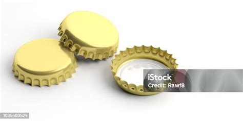 빈 황금 맥주 모자 흰색 배경에 고립 3 차원 일러스트 레이 션 병에 대한 스톡 사진 및 기타 이미지 병 왕관 0명 Istock