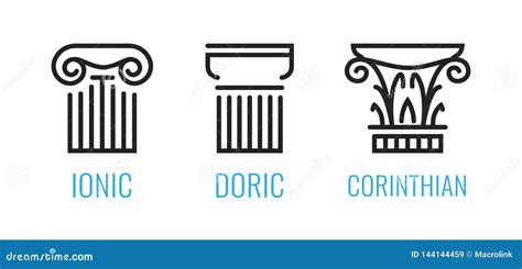 Ionic Orders Of Ancient Greece Ionic Dorian Corintian Column Lineart