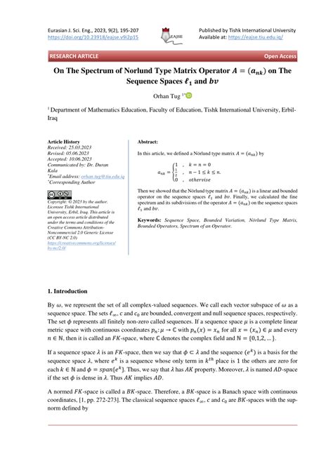 Pdf On The Spectrum Of Norlund Type Matrix Operator Aa Nk On
