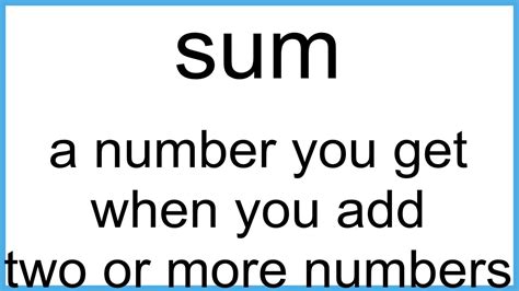 Sum The New English Dictionary Meaning Youtube