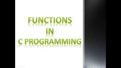 Functions C Programming Part 1 Youtube