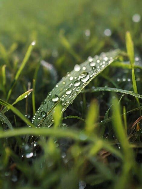 Dew Wet Grass Premium Ai Generated Image
