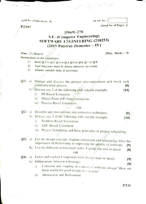 Sepm Endsem 1 Taal No Of Questions 8 P Time 2 Hours